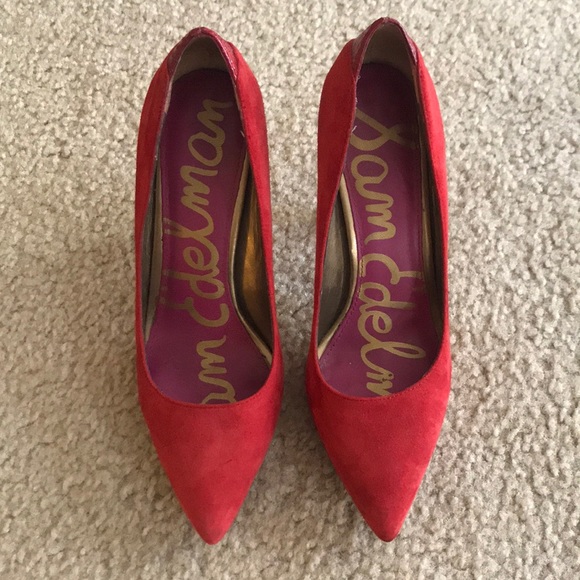 Sam Edelman | Shoes | Sam Edelman Red Celia Pumps Suede 7m | Poshmark